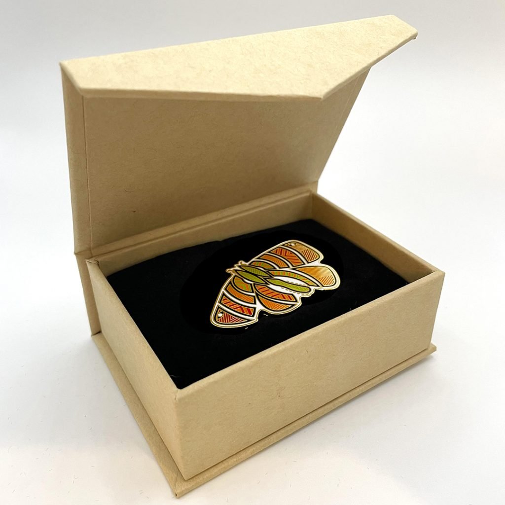 Bogong Moth - Aboriginal Pin (Red/Orange) - First Nations Gifts