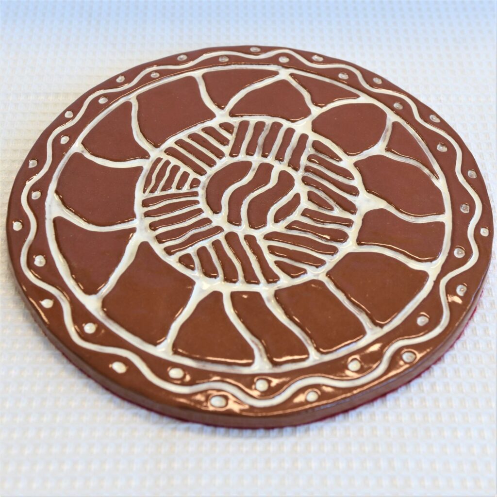 YSB - Round Ceramic Glazed Trivet - Brown | First Nations Gifts