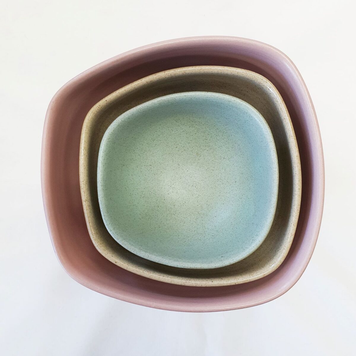 Bush Tucker Ceramic Nesting Bowls - Pink-Sand-Green | First Nations Gifts