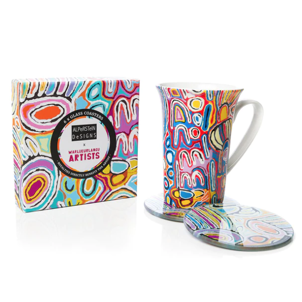 Aboriginal Art Glass Coasters - Judy Watson | First Nations Gifts